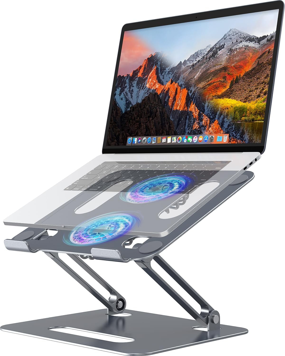 Adjustable Laptop Cooling Stand with 2 Quiet Fans & RGB Lighting ...