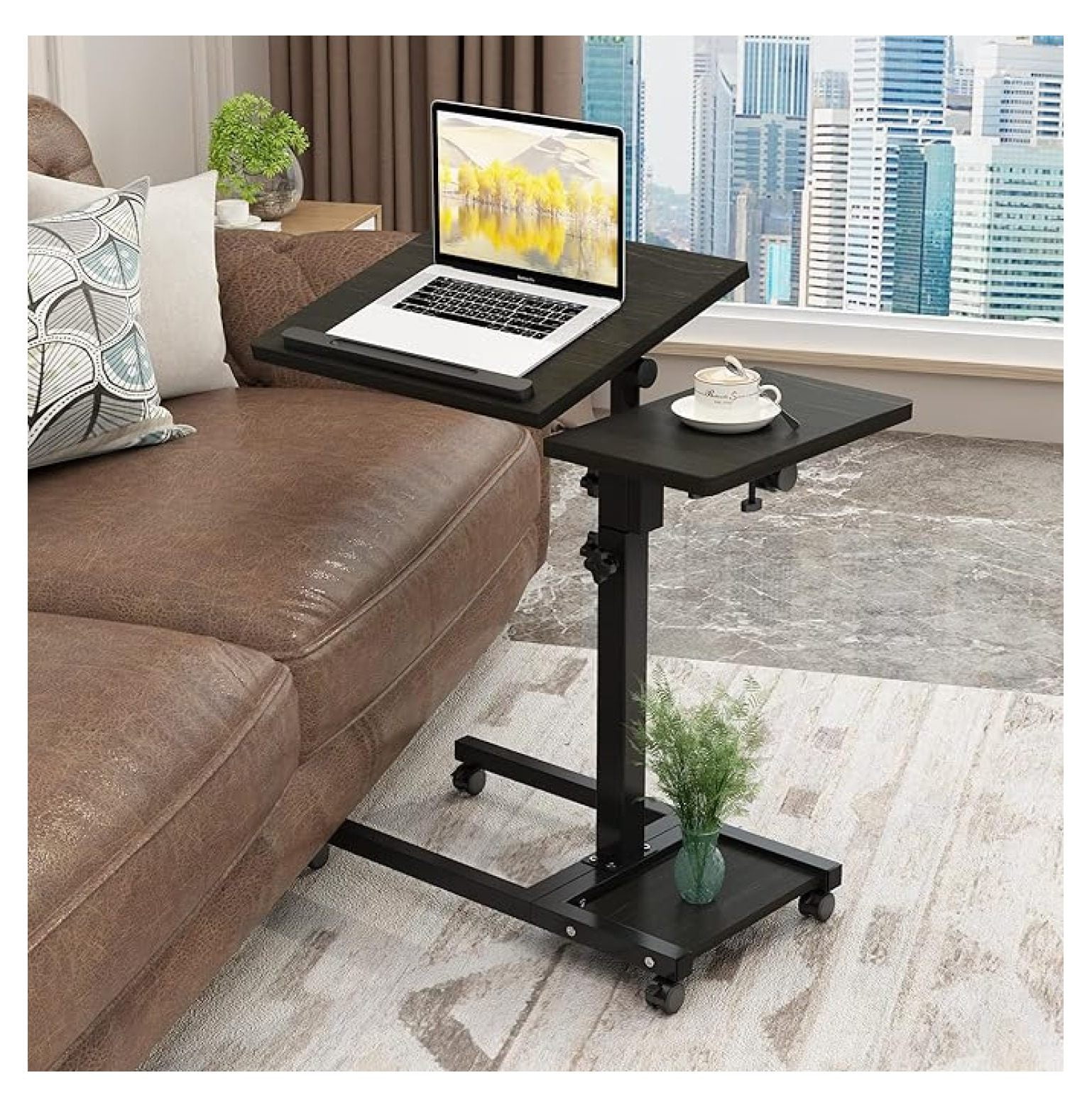 Adjustable Laptop Desk Rolling Computer Stand, Mobile Tiltable Table ...