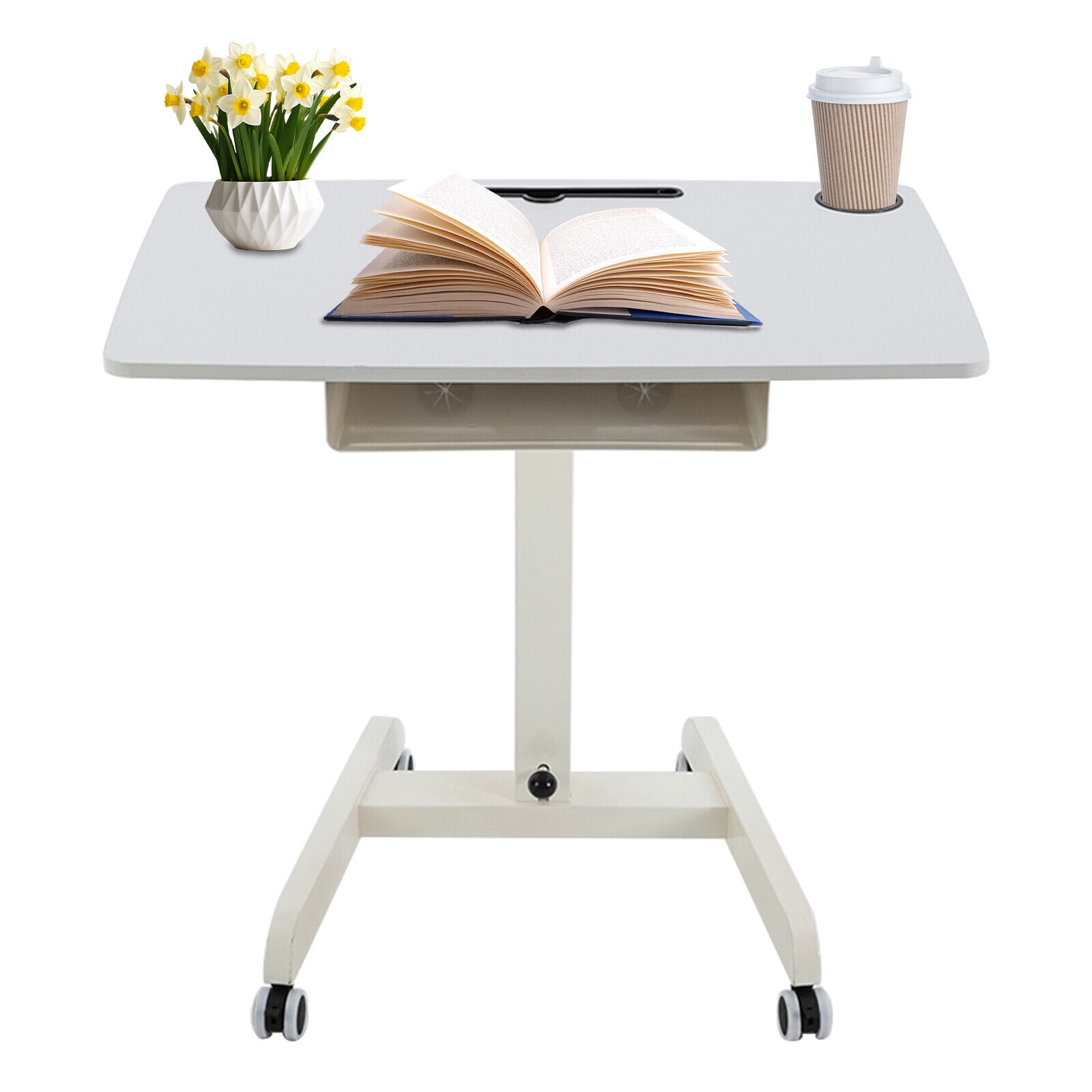Adjustable Laptop Sofa Desk Rolling Height Angle Overbed Food Tray ...
