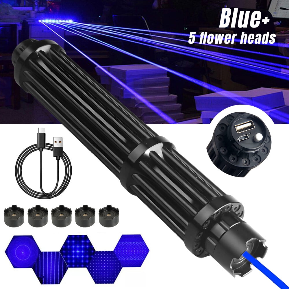 Adjustable Laser Pointer Pen Blue Burning Rechargeable Visible Torch ...