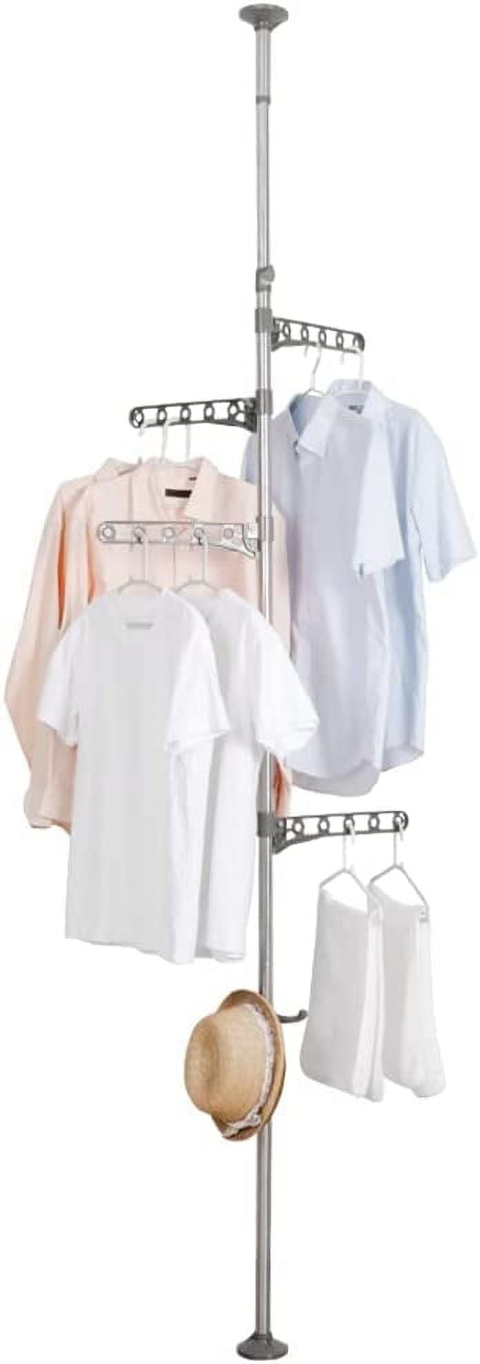 Adjustable Laundry Pole Corner Clothes Drying Rack Stand Floor to ...