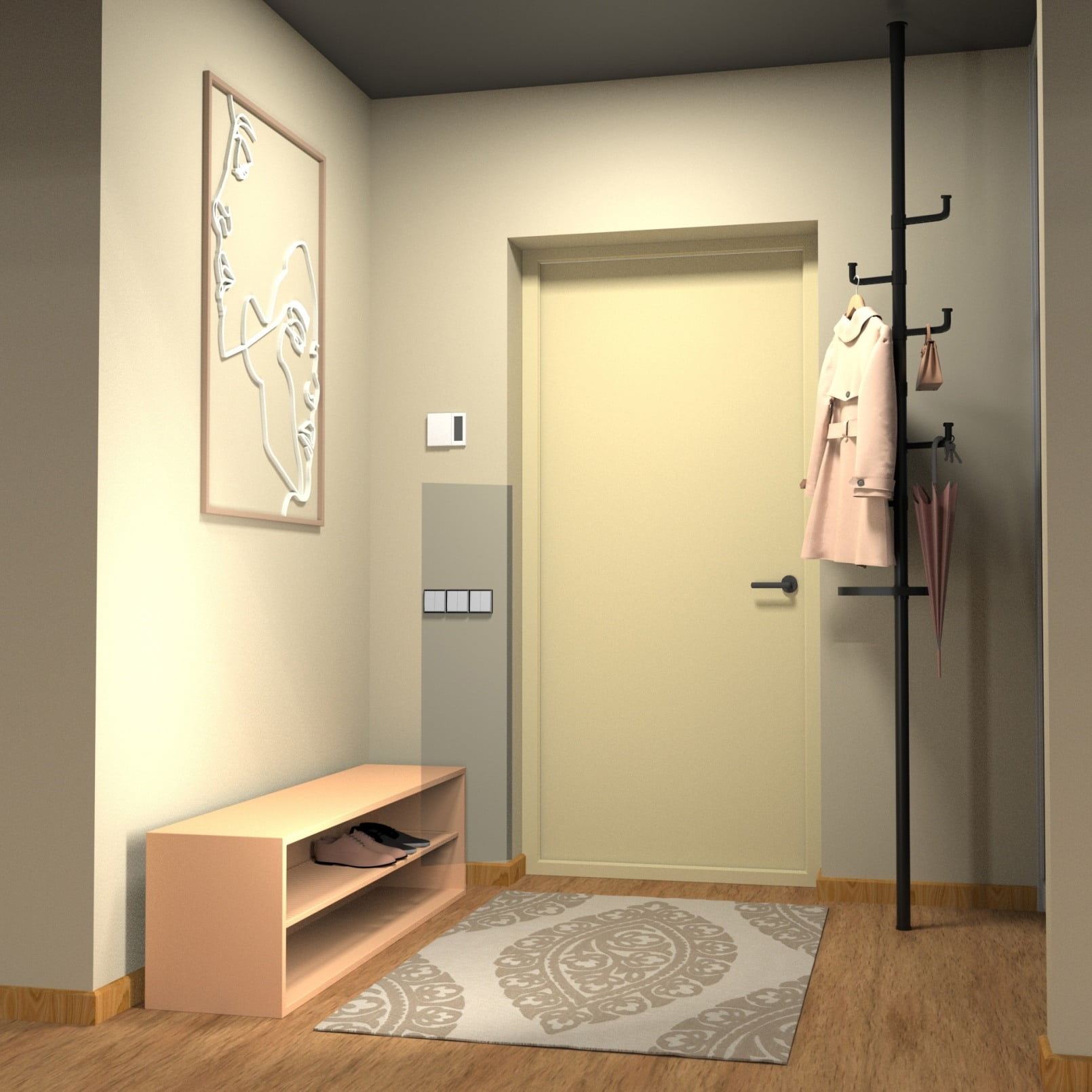 Adjustable Laundry Pole with Trays Vertical Clothes Drying Rack Coat ...