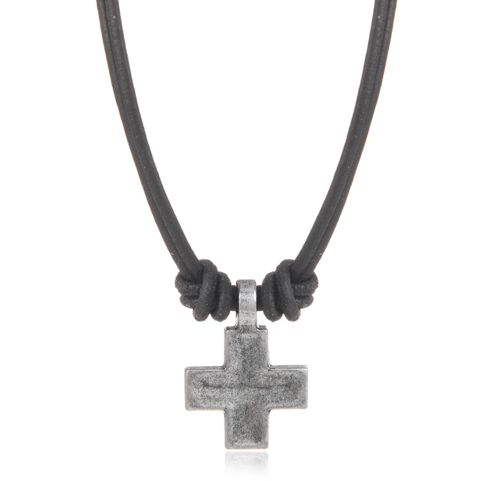 Adjustable Leather Cord Necklace with Crucifix Pendant Jewelry ...