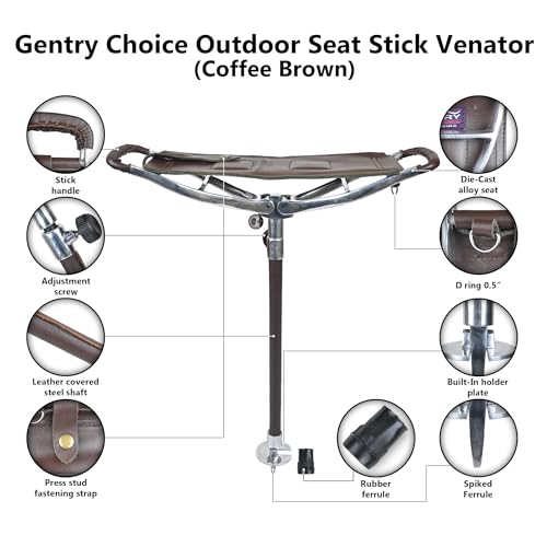 Adjustable Leather Walking Stick Seat Outdoor Shooting Sticks Spectator ...