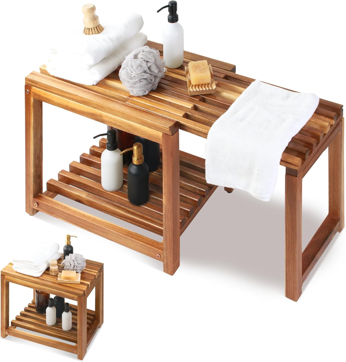 Adjustable Length 35 Inches Shower Stool Bench Chair Waterproof with ...