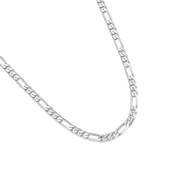 Adjustable Length Men's Figaro Chain Necklace Tarnish Resistant Silver ...