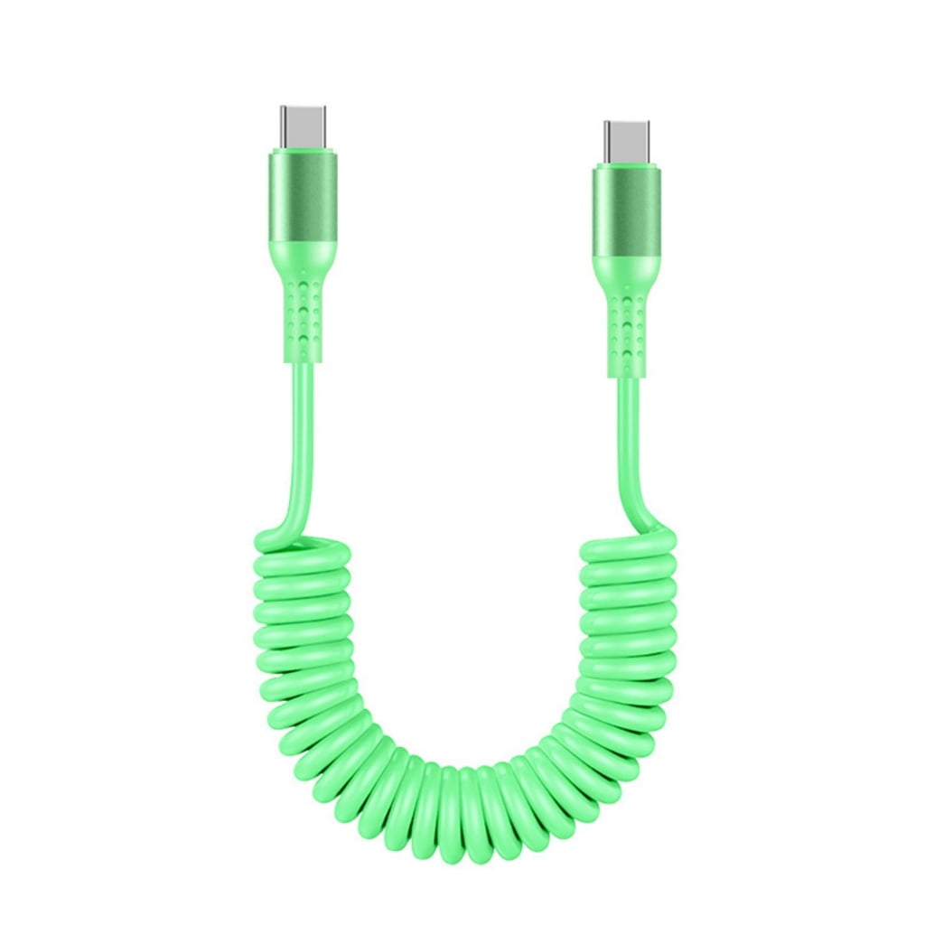 Adjustable Length USB C to USB C Coiled Cable Line Type C Data Cord ...