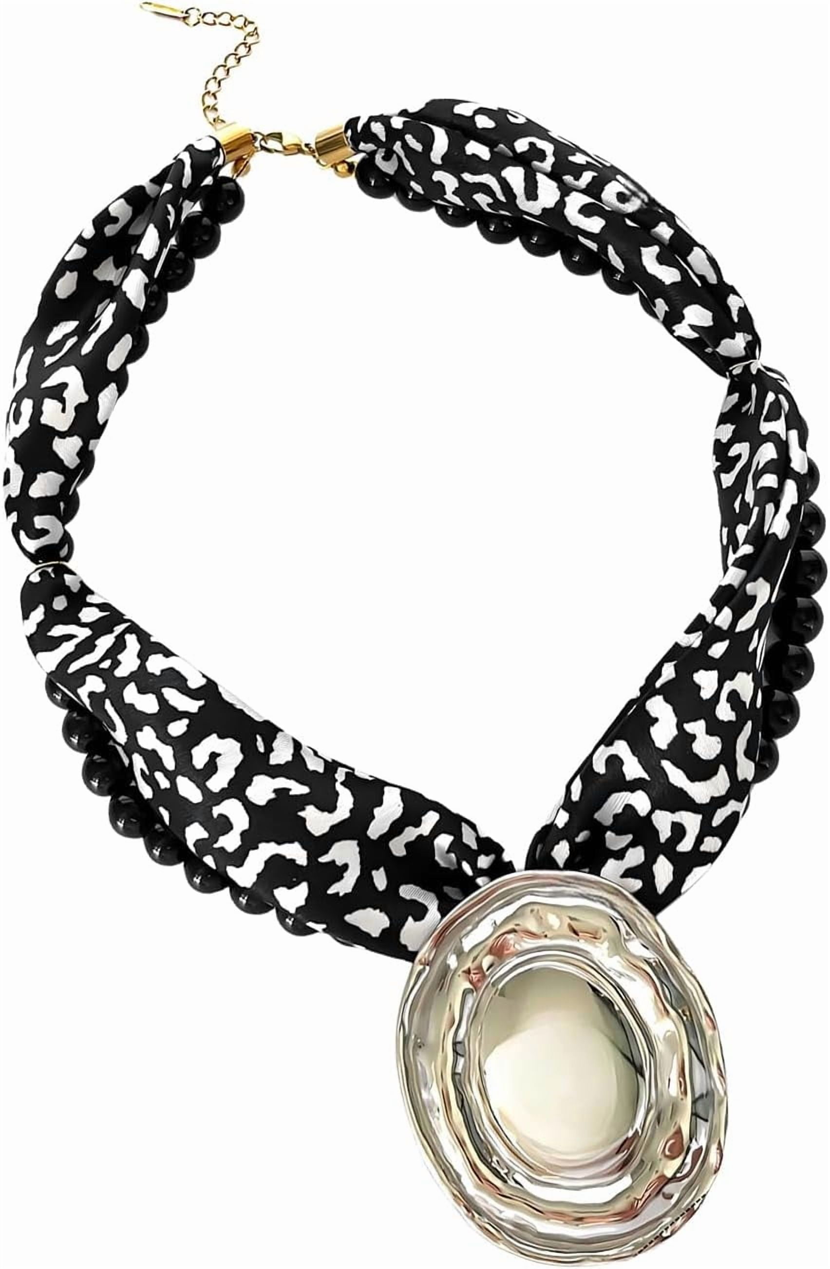 Adjustable Leopard Scarf Necklace Stainless Steel Chain Versatile ...