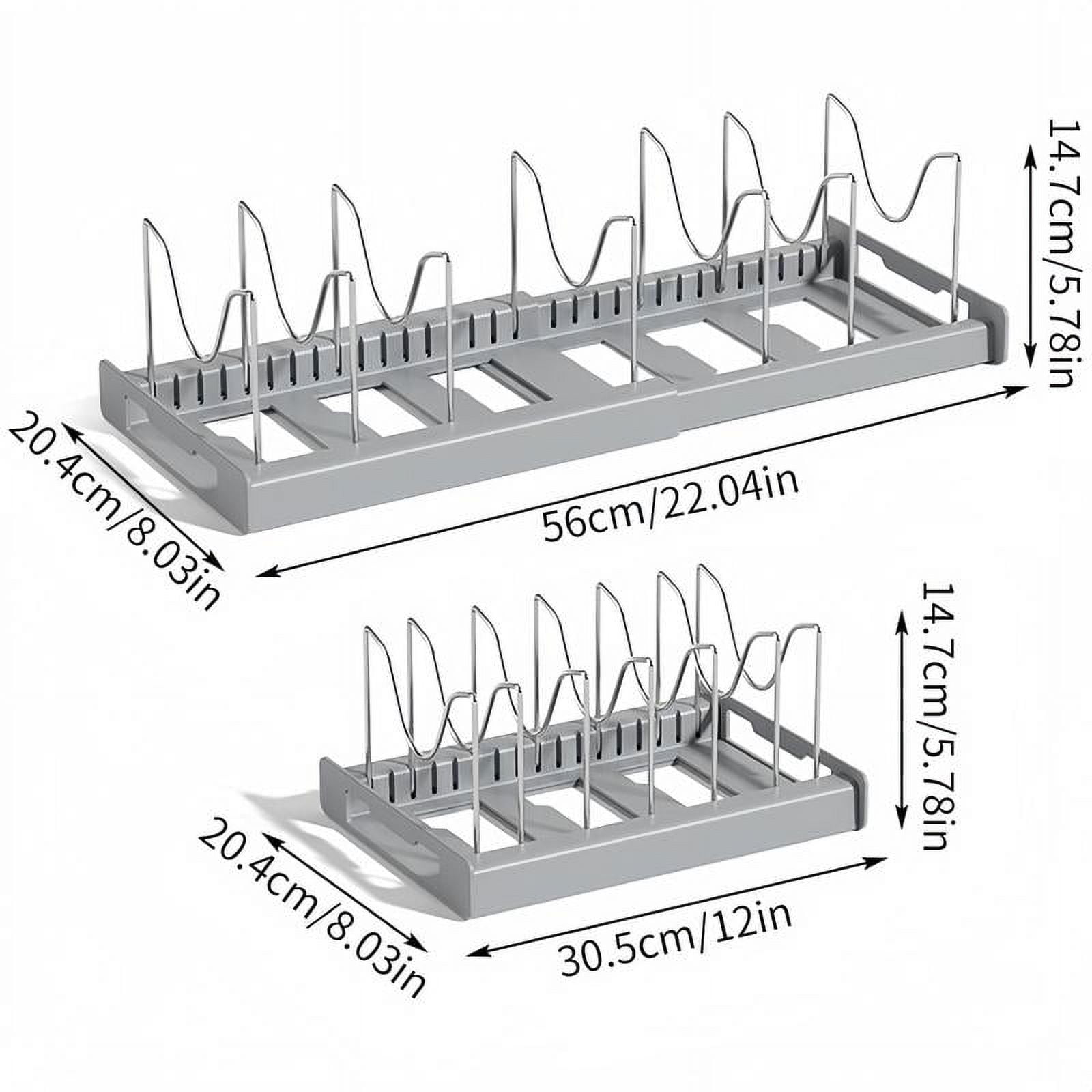 Adjustable Lid & Pan Organizer-Kitchen Drawer Storage Shelf Rack 7 ...