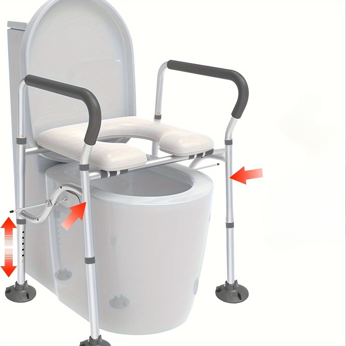 Adjustable Lift Toilet Seat With Handle - 204.12KG Capacity, Wide ...