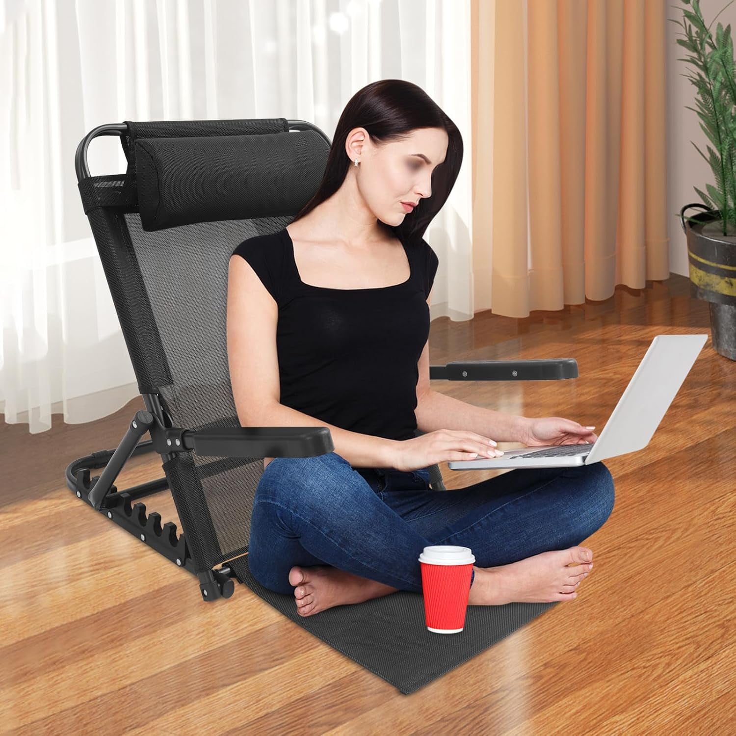 Adjustable Lifting Bed Backrest, Folding Reading Bed Chair with Armrest ...