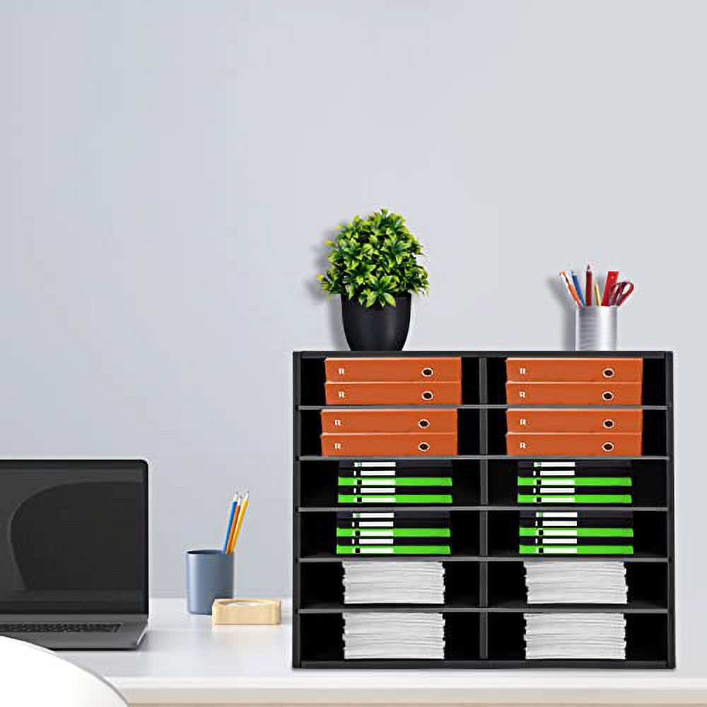 Adjustable Literature Organizer,12 Compartments Desktop File Sorter ...