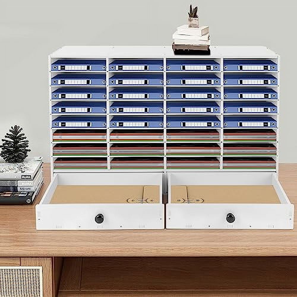 Adjustable Literature Organizer, 32 Compartments Desktop File Sorter ...