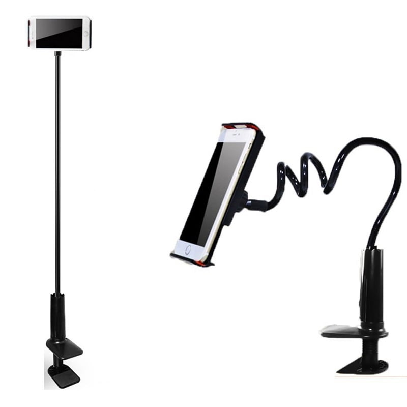 Adjustable Long Arm Tablet Holder with Phone Clip Flexible Phone Holder ...
