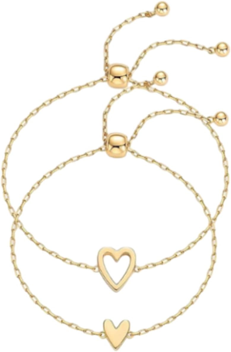 Adjustable Love Friendship Two Bracelet Pack | Gold Plated Matching ...