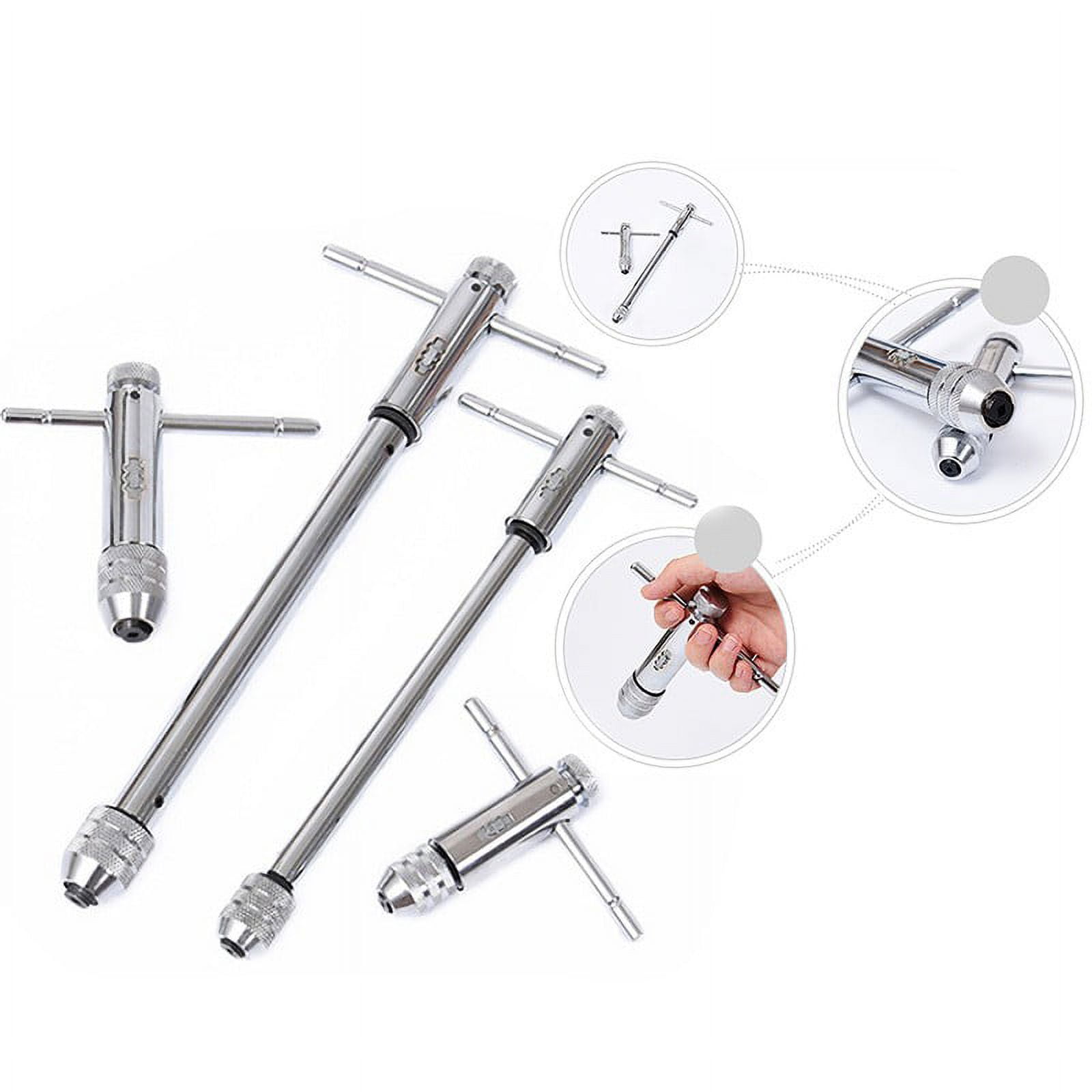 Adjustable M3-M8 T-Handle Ratchet Tap Wrench Tap Screw Holder Male Thread Metric Plug Mechanical ...