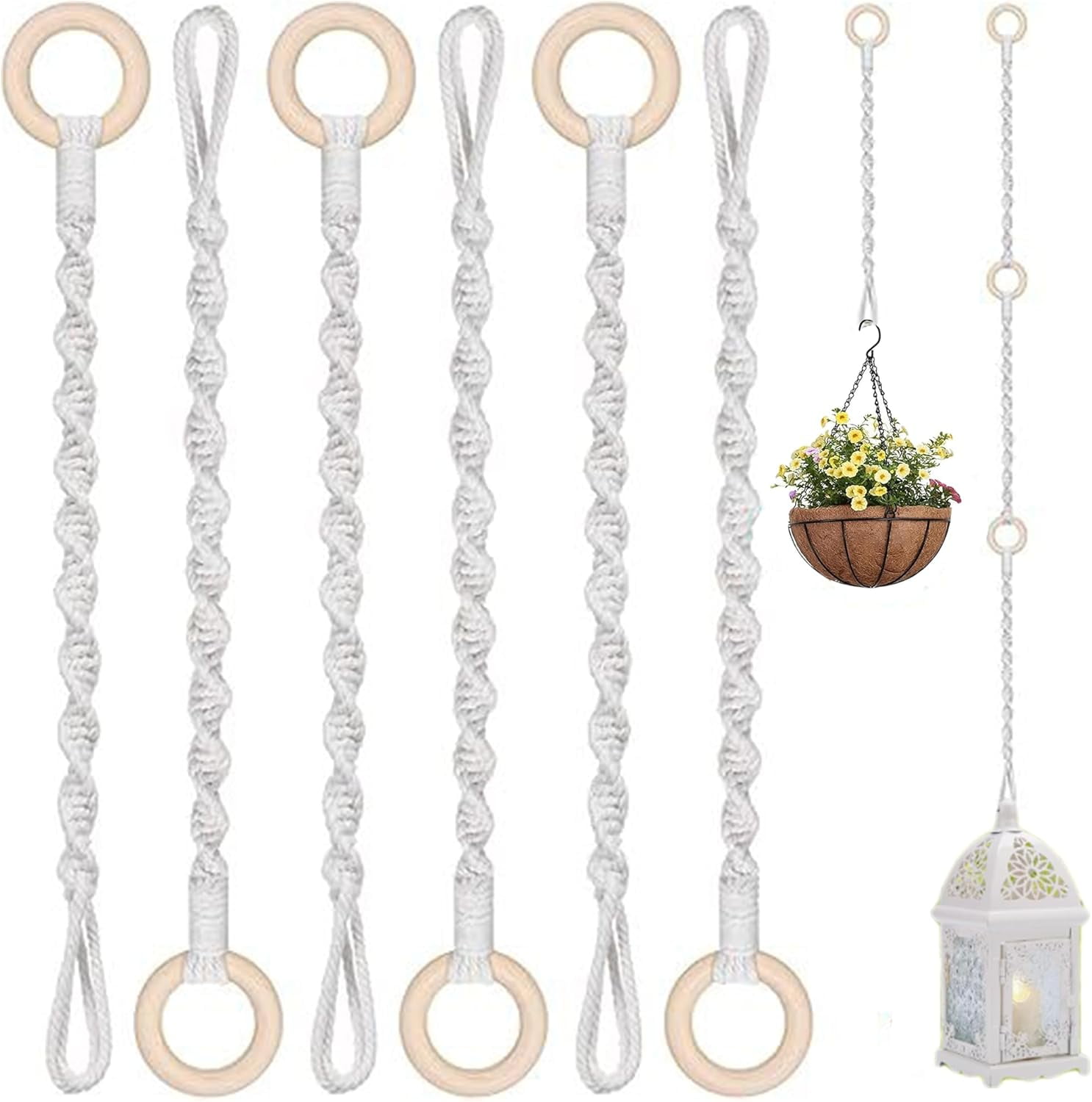 Adjustable Macrame Plant Hanger Extender: 6-Pack Thickened Durable Rope ...