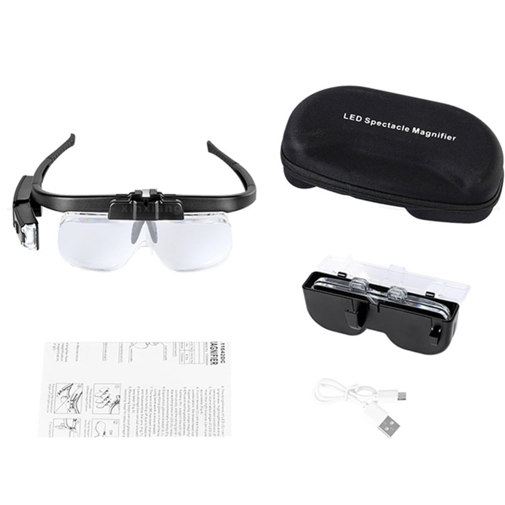 Adjustable Magnifying Glasses LED Headband Loupe Magnifier With Lamp ...
