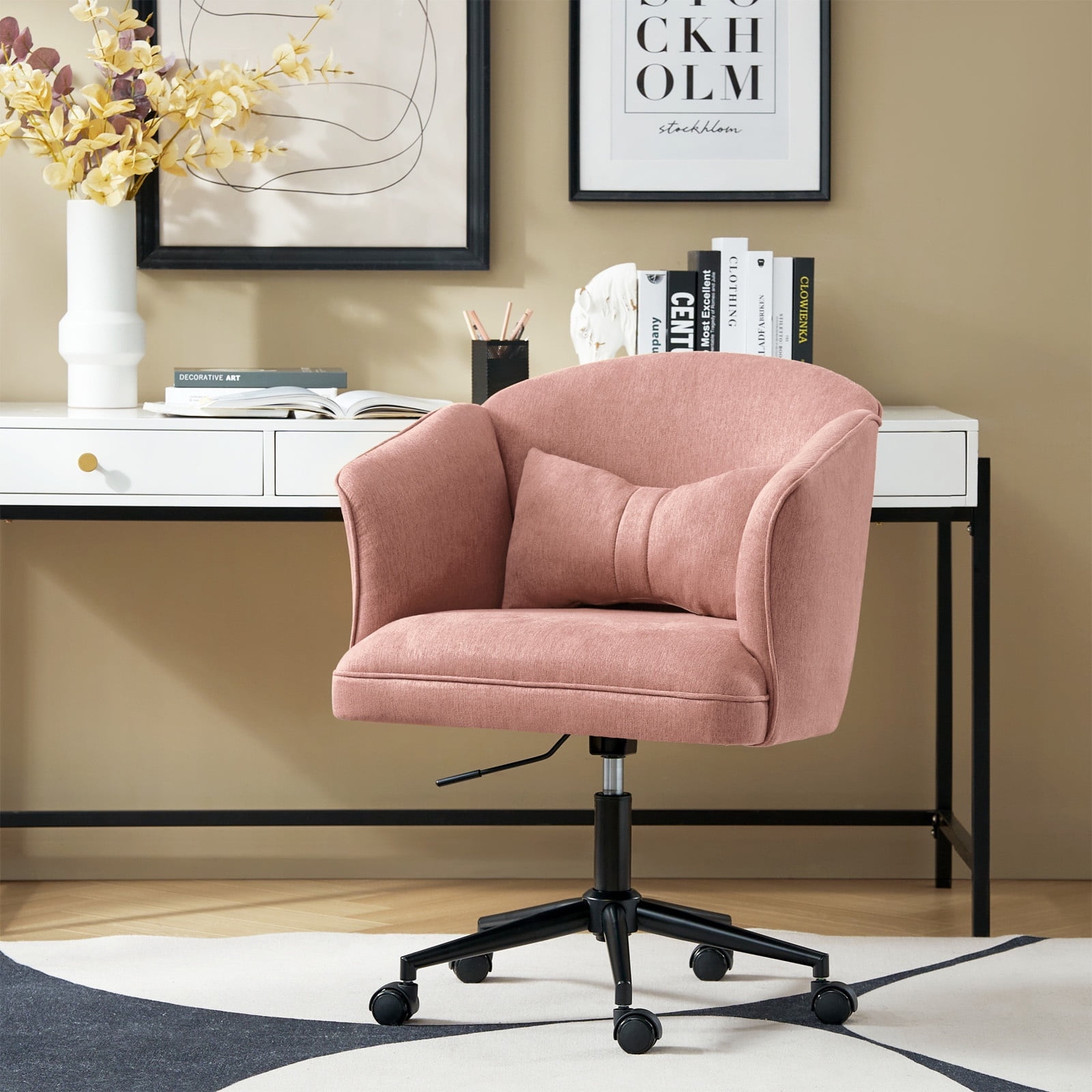 Adjustable Makeup Vanity Chair Modern Swivel Velvet Desk Task Chair ...