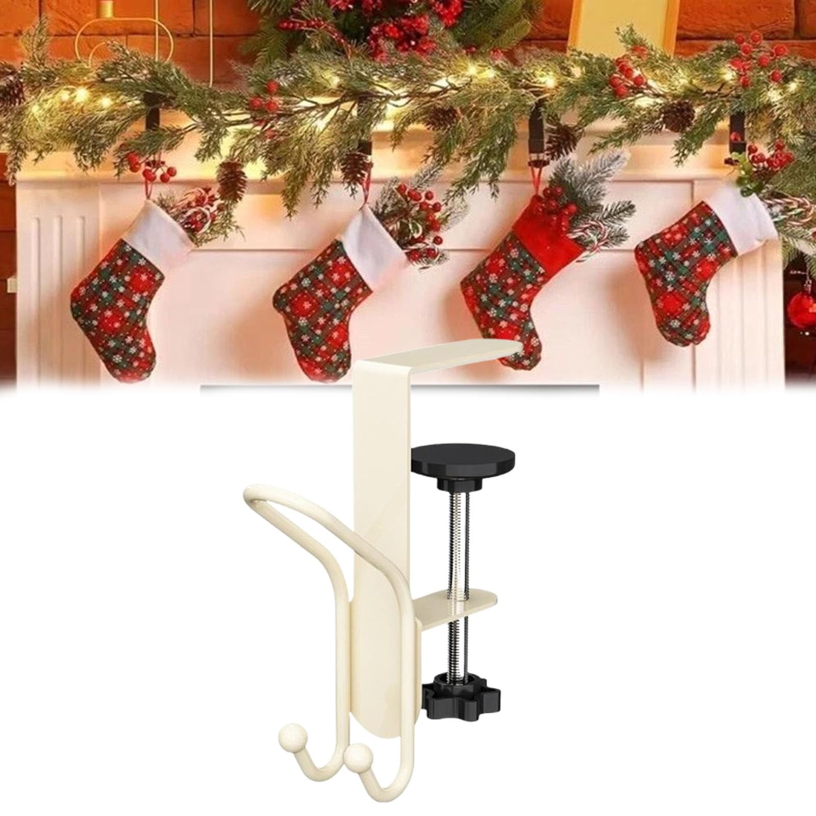 Adjustable Mantel Hook, Christmas Stocking & Wreath Hanging, One-Button ...