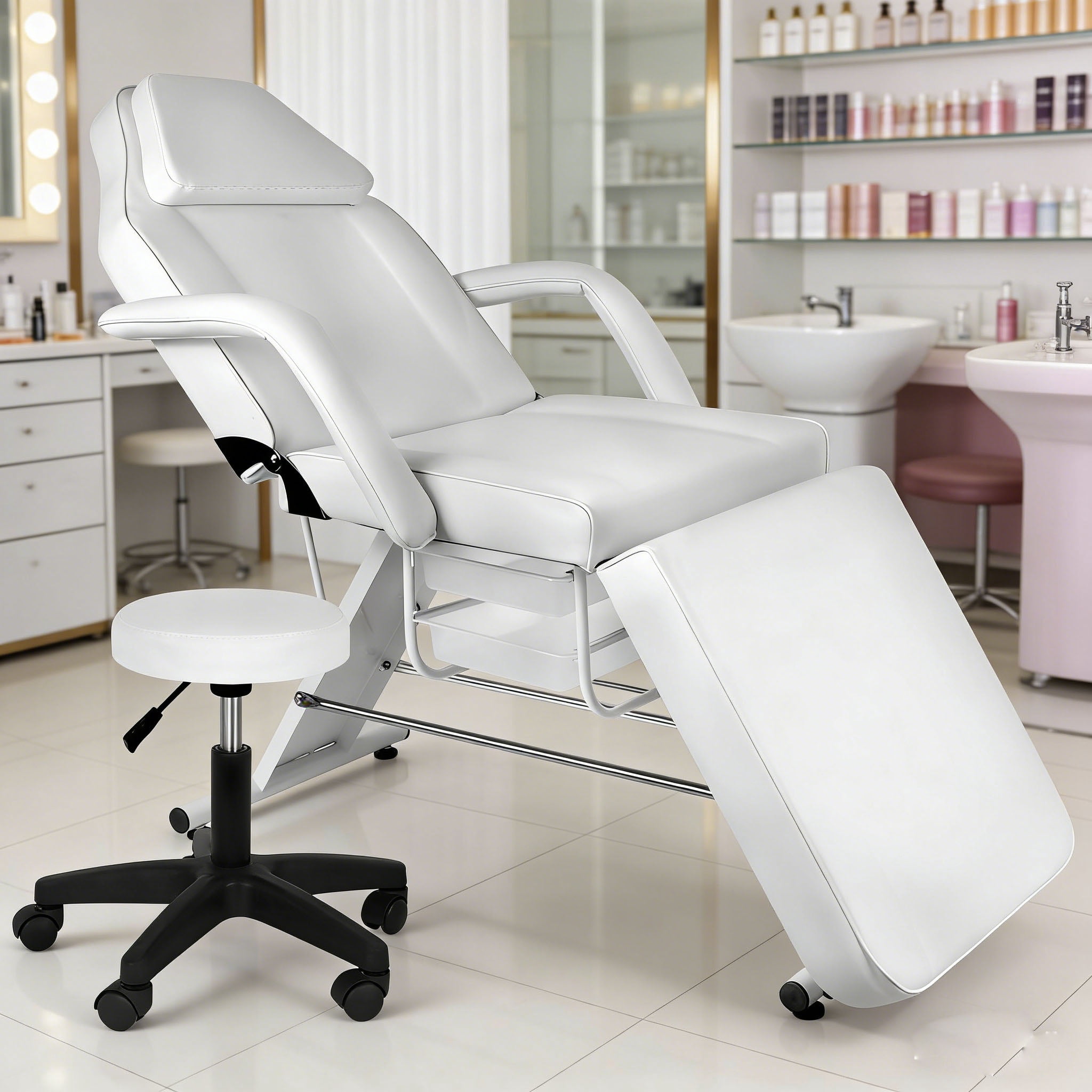 Adjustable Massage Table Facial Esthetician Bed with Rolling Stool ...