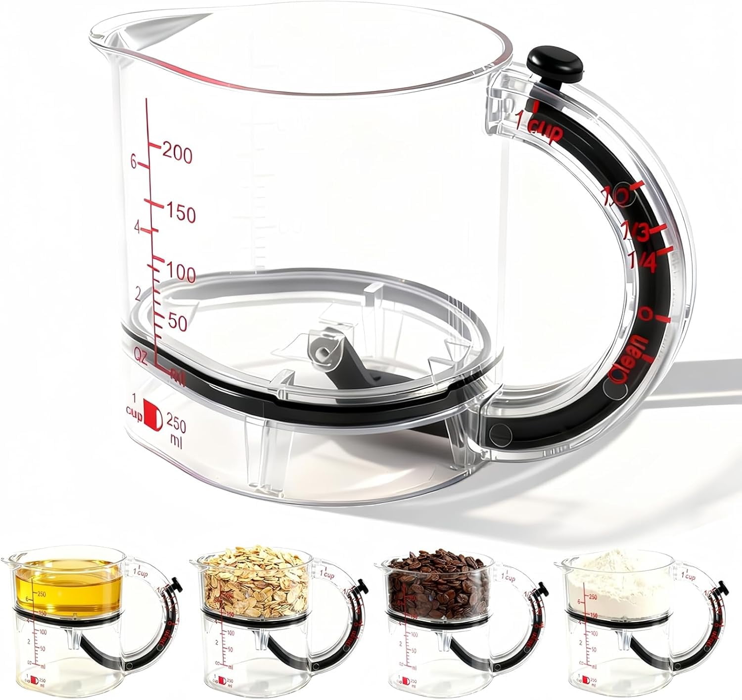 Adjustable Measuring Cup for Dry & Liquid Ingredients with Plunger, 1 ...