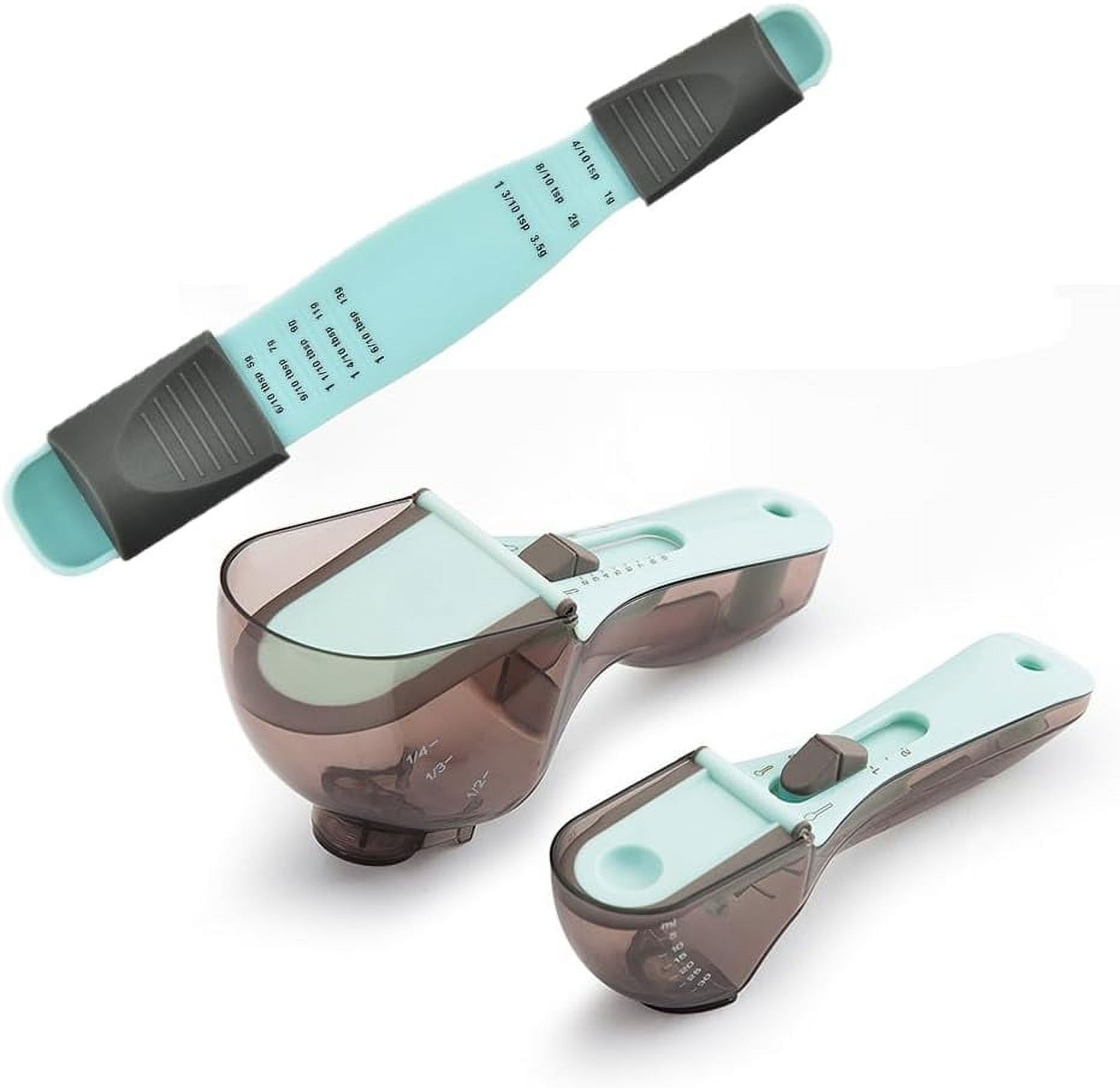 Adjustable Measuring Cups and Spoons 3Pcs Set - Plastic Cooking Baking ...