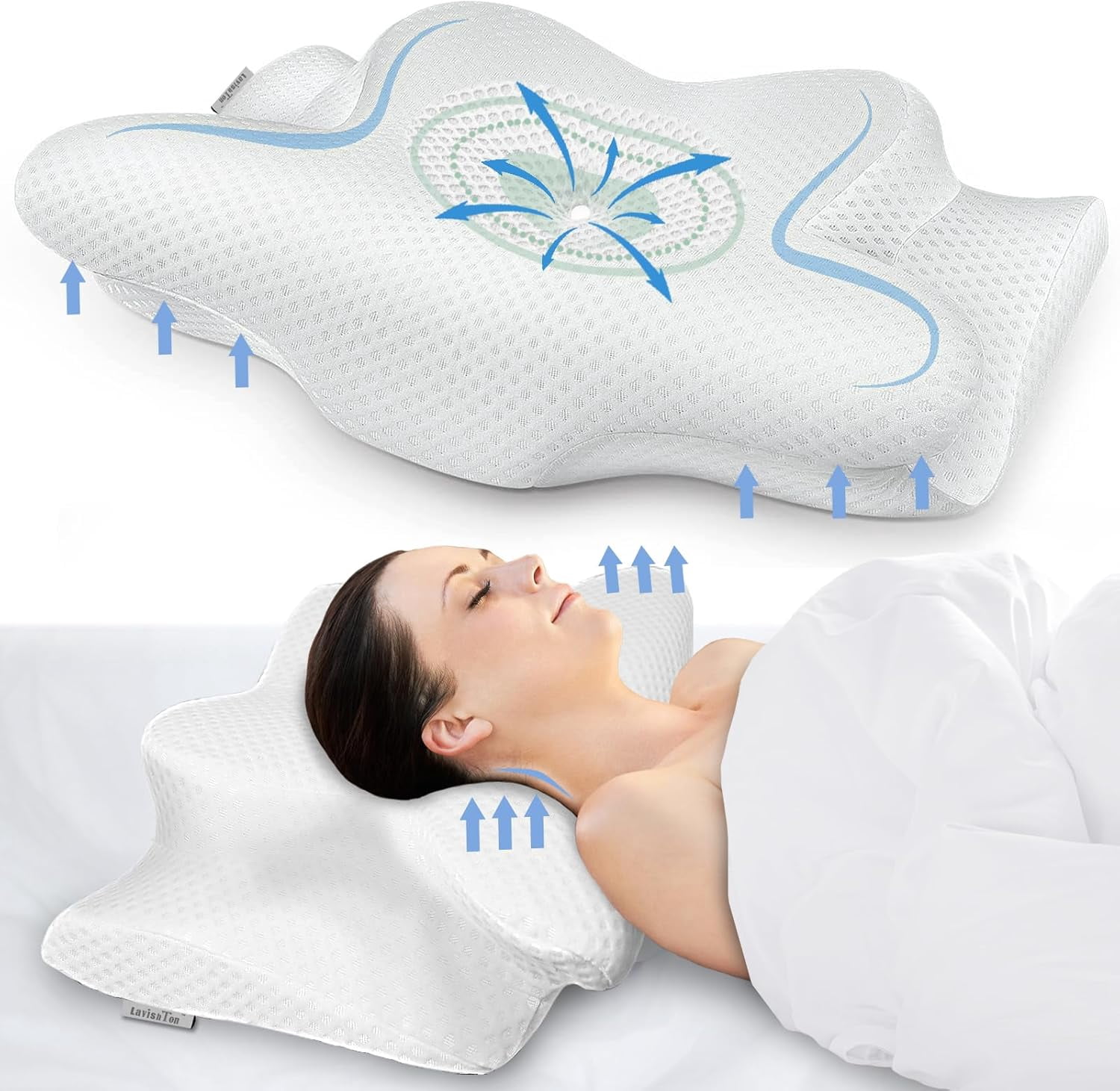 Adjustable Memory Foam Cervical Neck Pillow, Ergonomic Contour Bed ...
