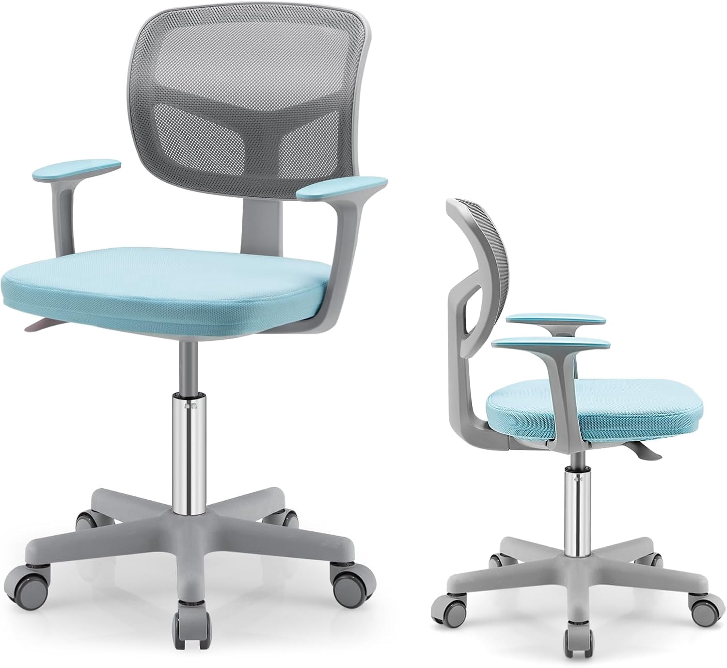 Adjustable Mesh Kids Chair with Armrest, Ergonomic Mid Back Office ...