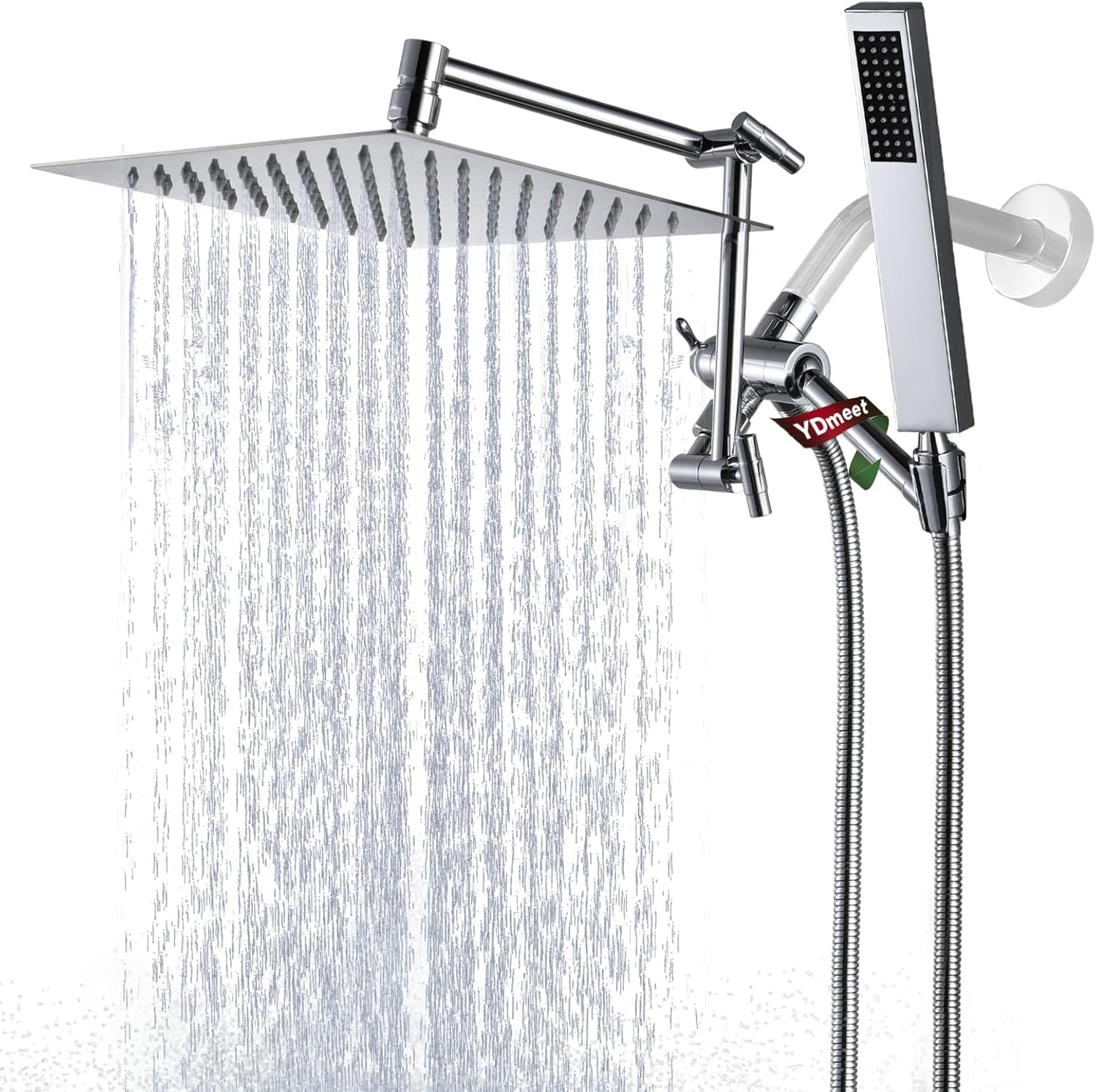 Adjustable Metal 10" Rainfallfall Bath Showerhead with Detachable Spray ...