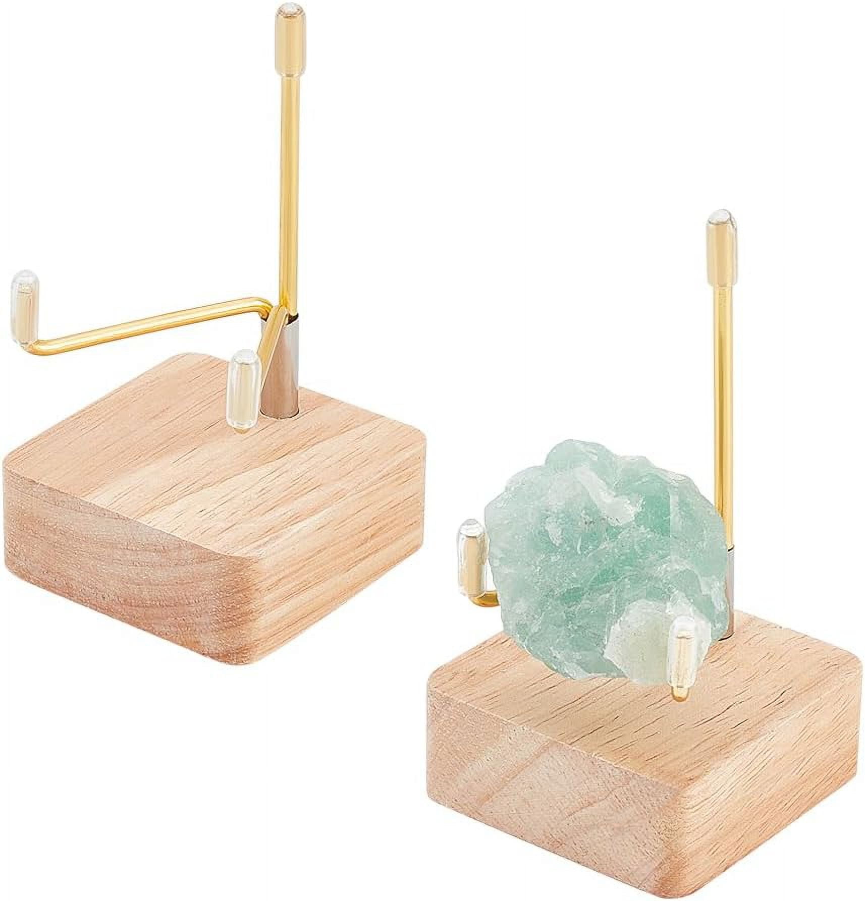 Adjustable Metal Arms Crystal Display Stand with Wood Base 2x2x3.54inch ...