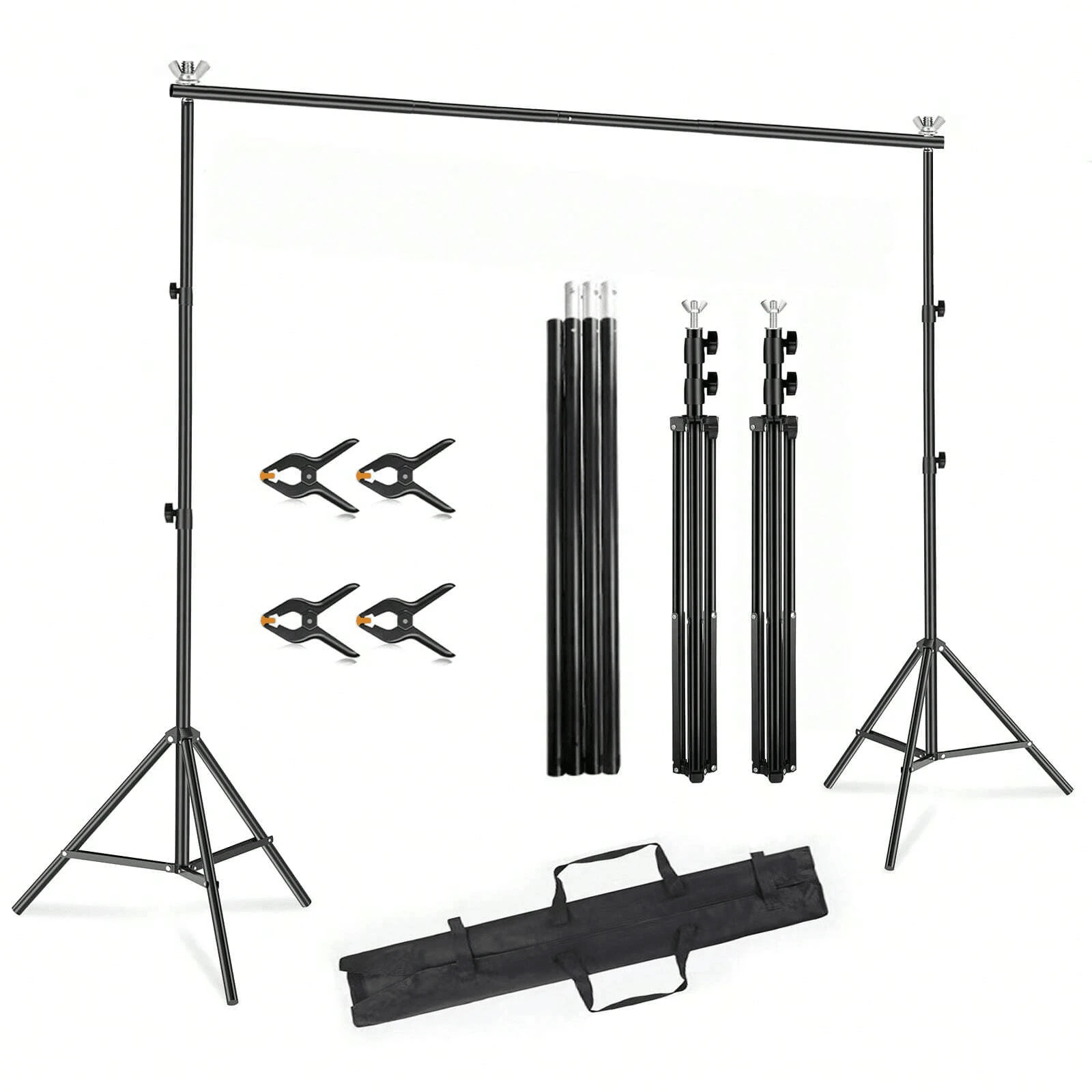 Adjustable Metal Backdrop Stand 10x7ft, Black Balloon Arch Frame + 4 ...