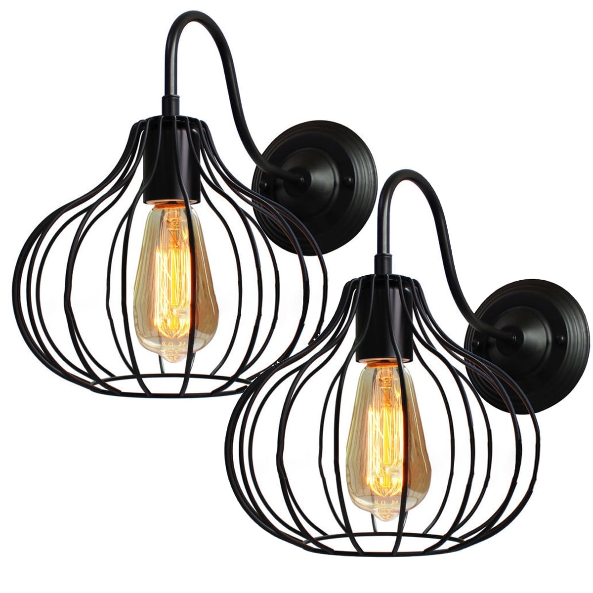 Adjustable Metal Birdcage Wall Sconce, Vintage Style Matte Black Finish ...