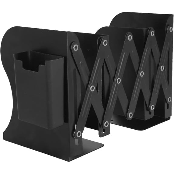 Adjustable Metal Bookends with Detachable Magnetic Pen Holder - Durable ...
