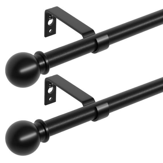 Adjustable Metal Curtain Rod Set 28-48 Inch with Brackets, 5/8 Inch ...