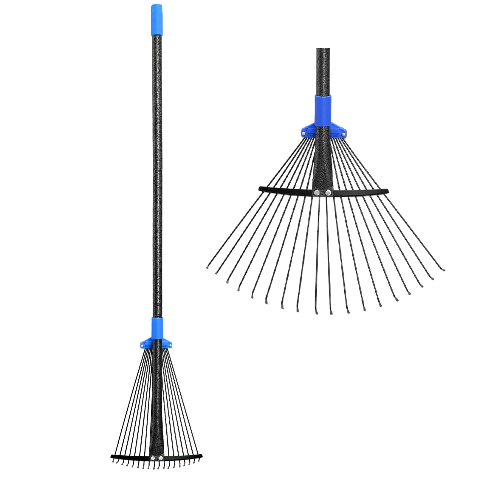 Adjustable Metal Leaf Rake Long Handle, Garden Rakes for Lawns Heavy ...