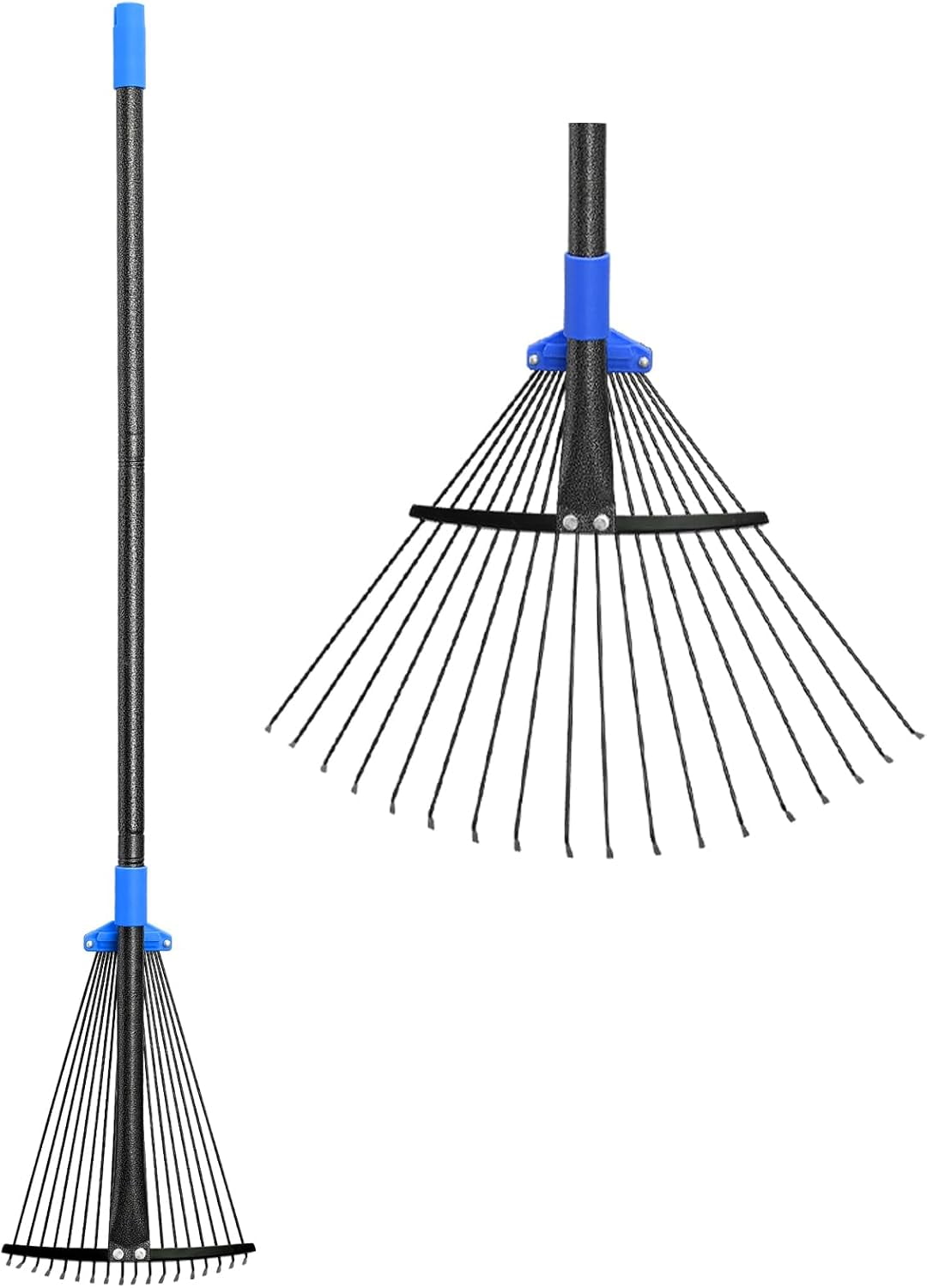 Adjustable Metal Leaf Rake Long Handle, Garden Rakes for Lawns Heavy ...