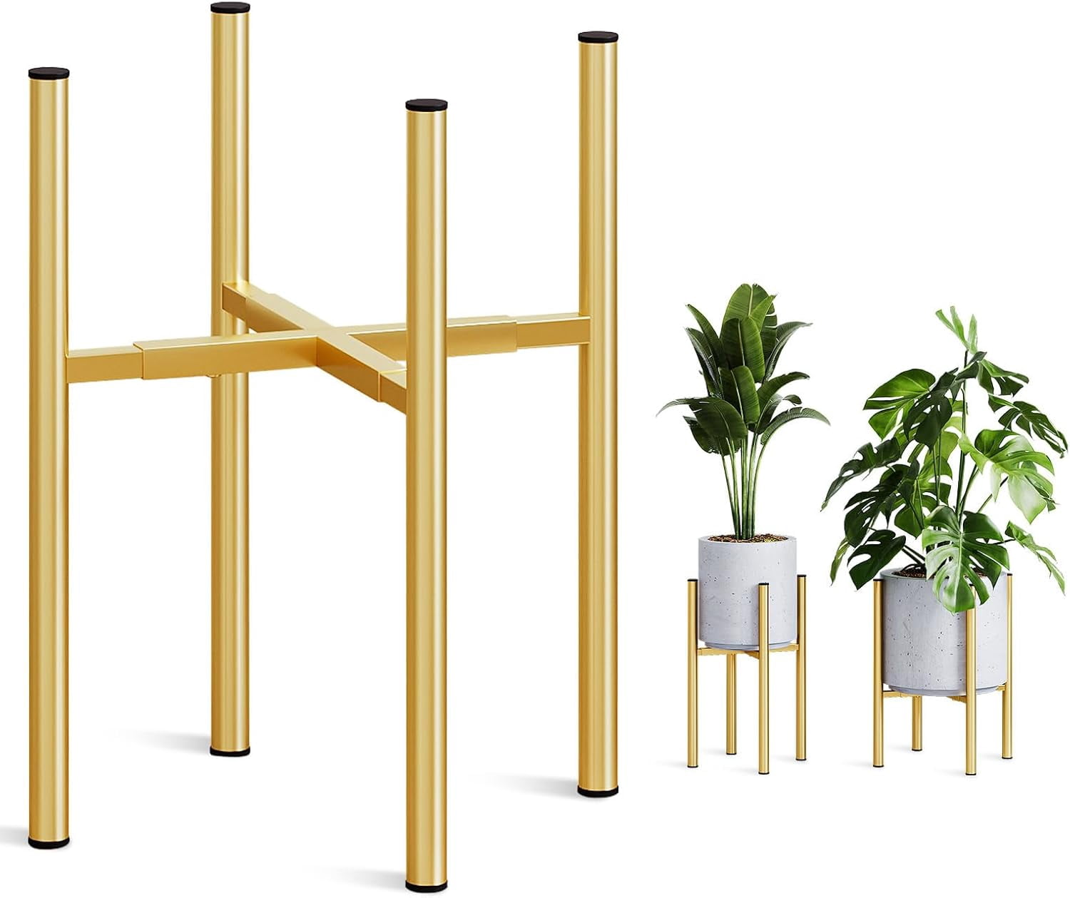 Adjustable Metal Plant Stand Indoor, 8 to 14 Inch Pots Mid Century ...