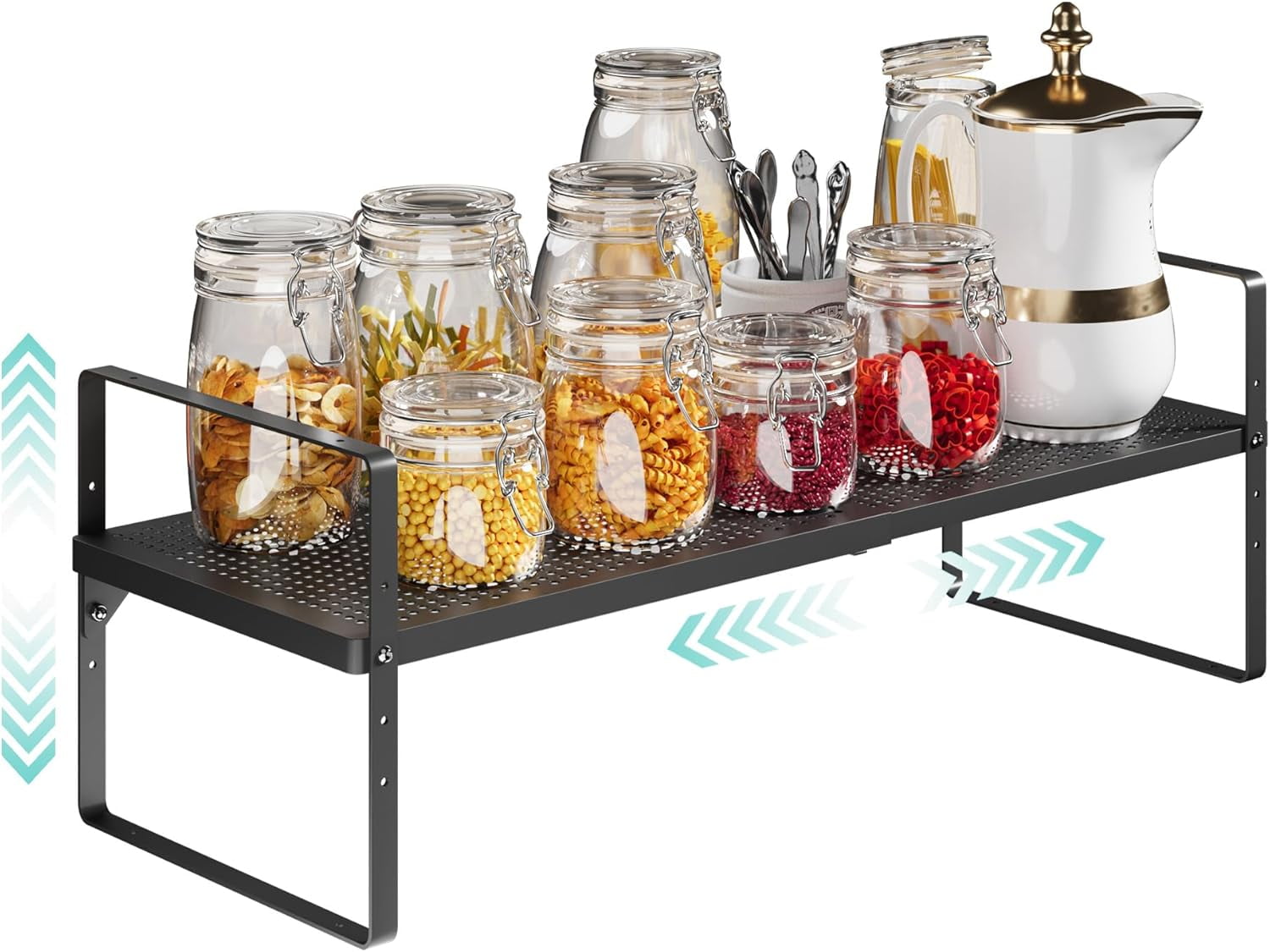 Adjustable Metal Spice Rack Organizer Stackable Stand Extender Counter ...