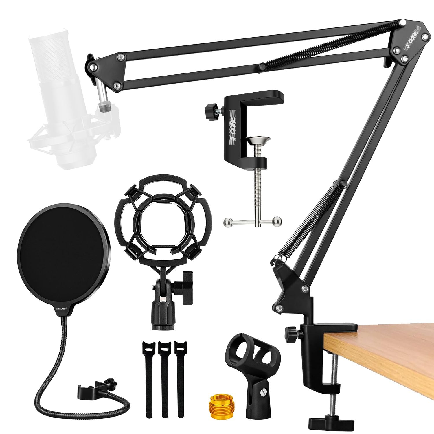 Adjustable Microphone Boom Arm Kit – Professional Studio Mic Stand with Pop Filter, Shock Mount ...