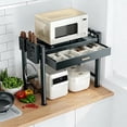 Adjustable Microwave Oven Rack, Microwave Stand Shelf with Drawers, 2 ...