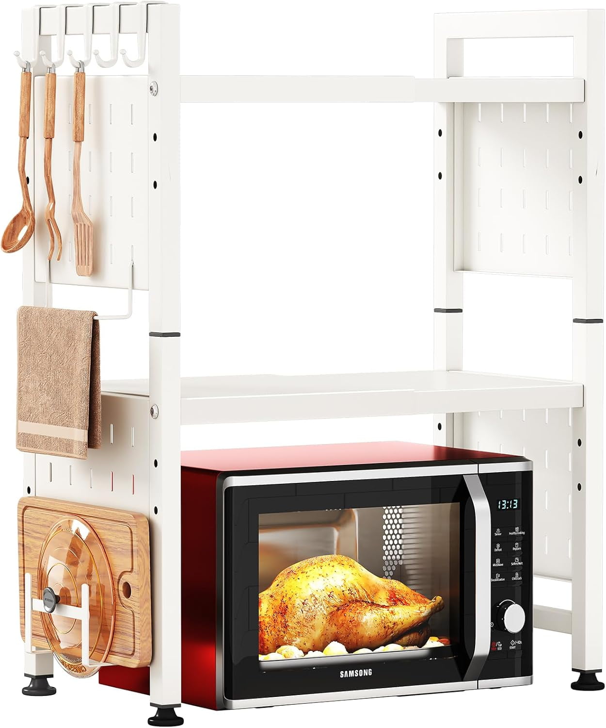 Adjustable Microwave Oven Rack,Microwave Stand Shelf Heavy Duty 2-Tier ...