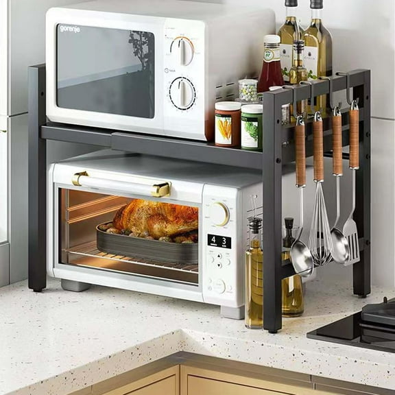 CONSDAN Microwave Stand, USA Grown Hickory Microwave Shelf, Wooden ...