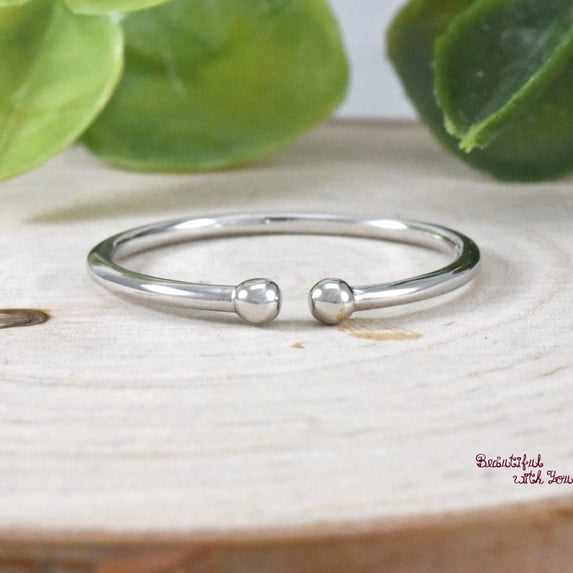 Adjustable Midi Ring Sterling Silver Open Ball Ring Flexible Thumb ...