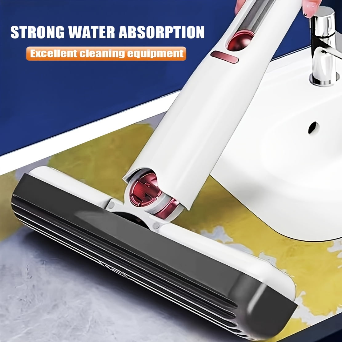 Adjustable Mini Sponge Mop Set - Self-Squeezing Desktop Cleaner with 2 ...