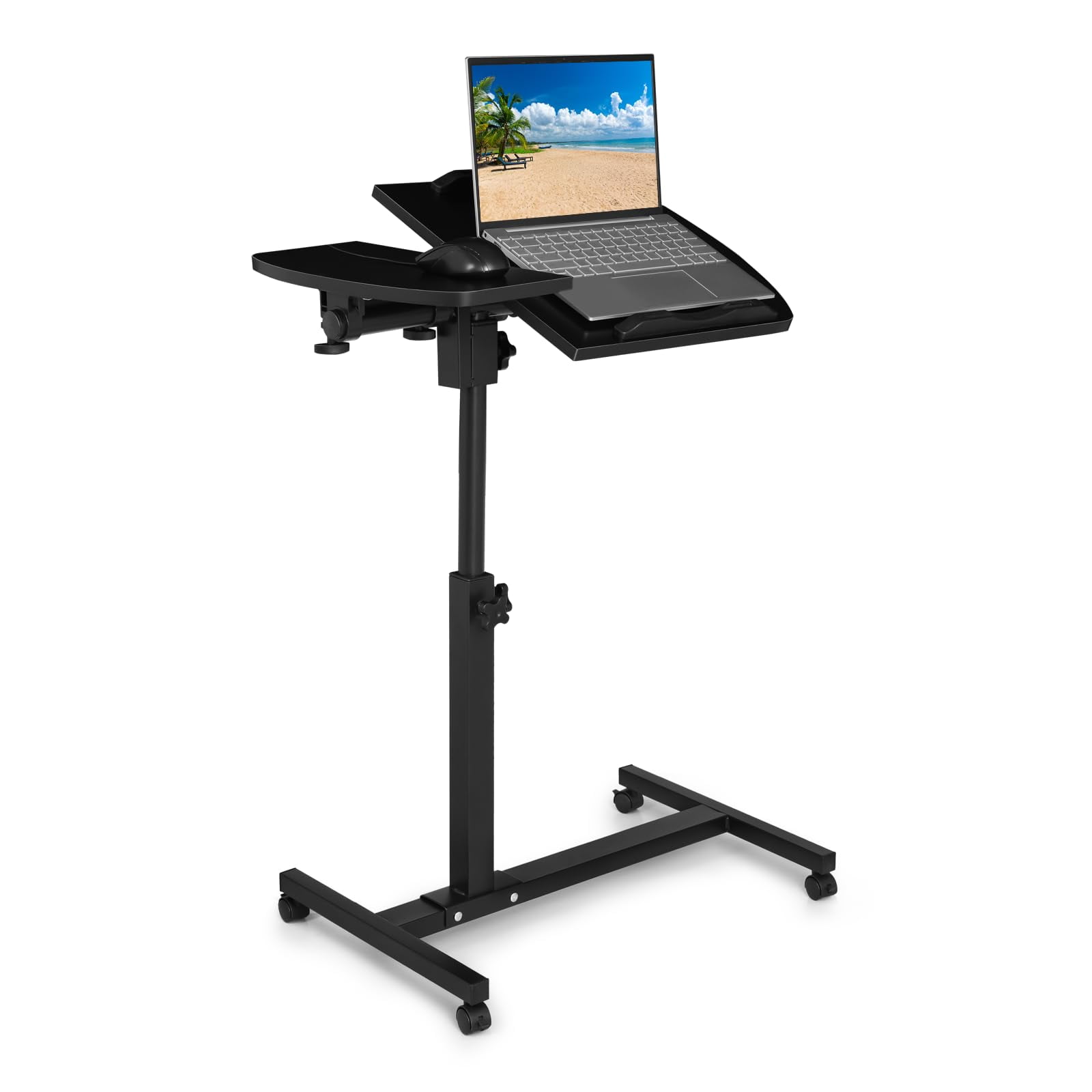 Dual Tilt Laptop Desk on Wheels, Adjustable Height Rolling Computer ...