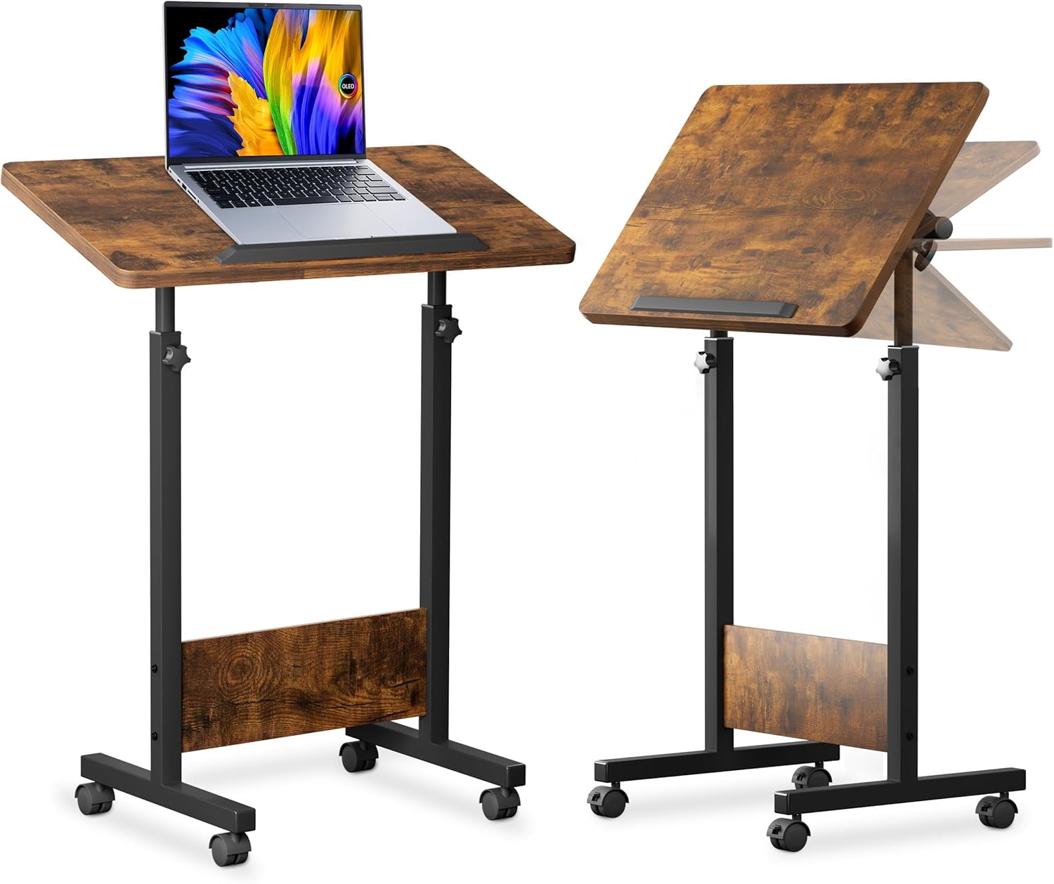 Adjustable Mobile Standing Desk Large 16×31 in, Rolling Computer ...