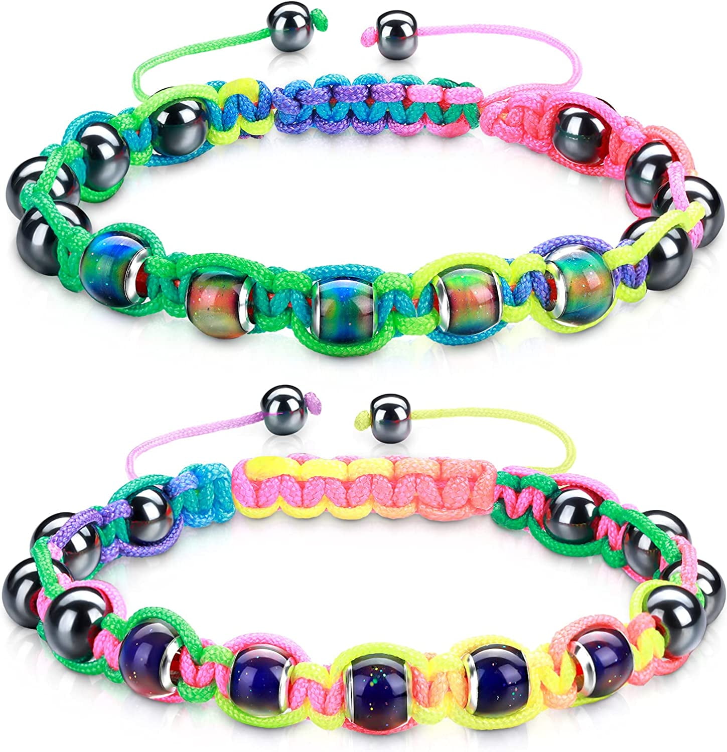 2-Piece Set Adjustable Mood Bracelets with Dazzling Shimmer ...