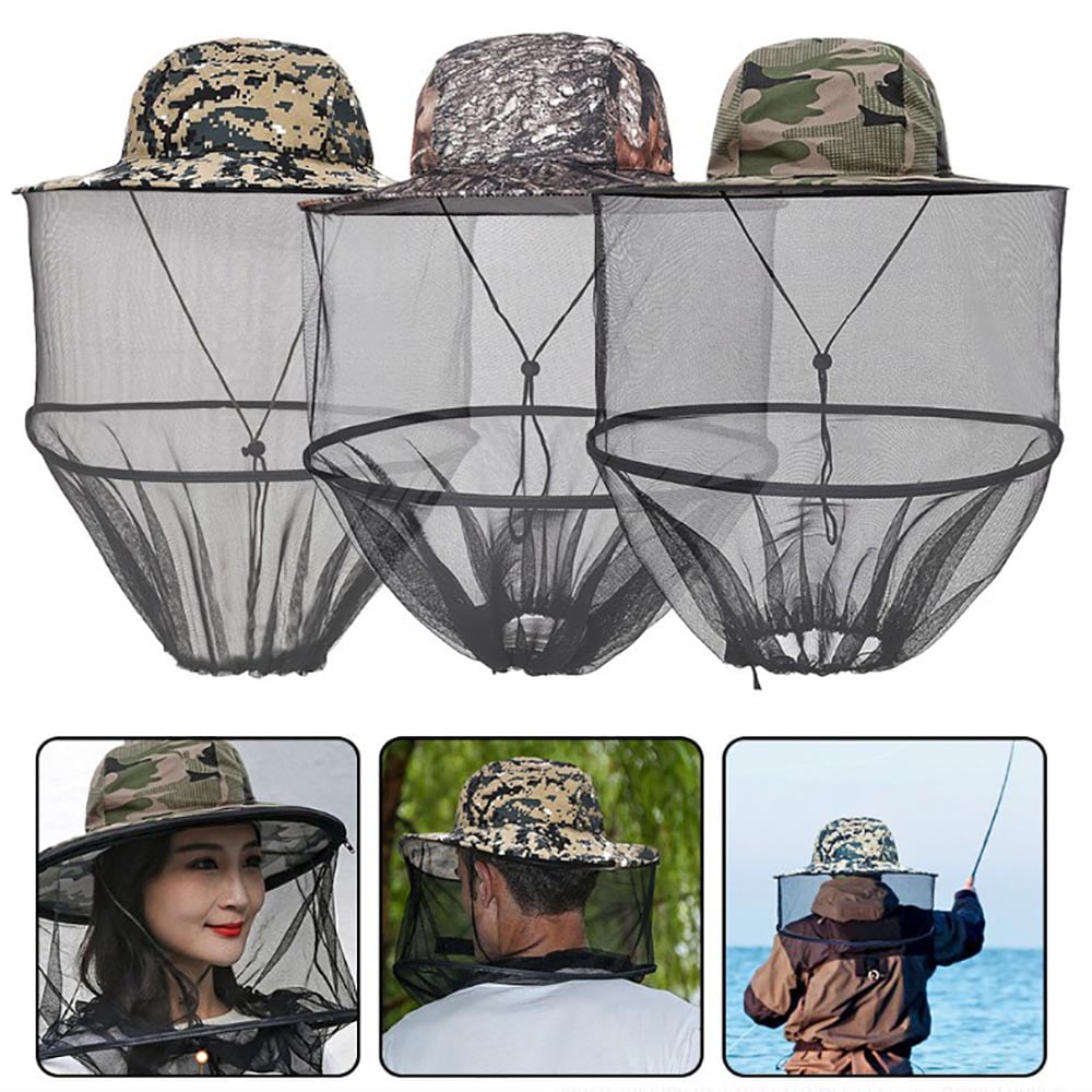 Adjustable Mosquito Head Net Hat, Breathable Camping Sun Hat, Outdoor ...