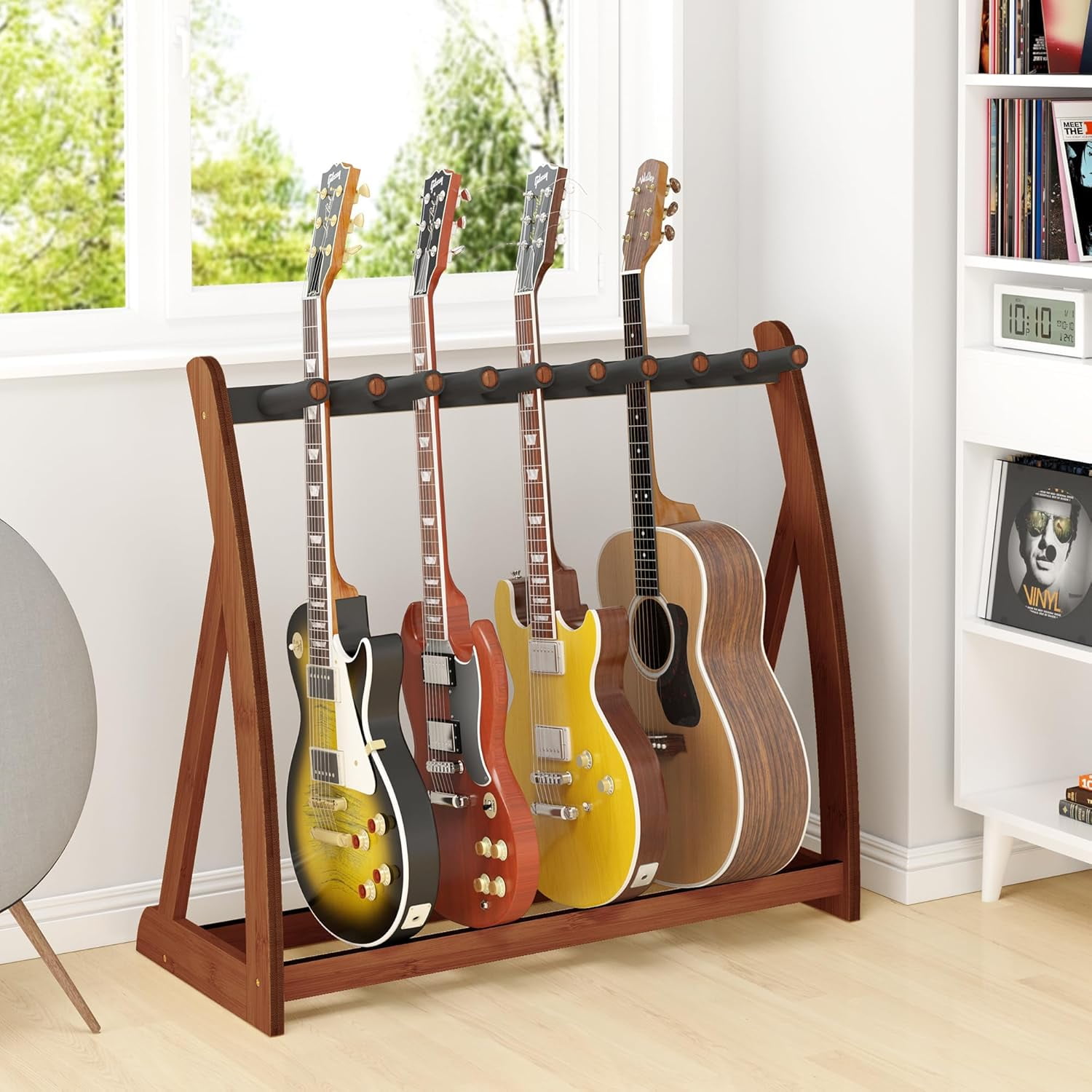 Adjustable Multi Guitar Stand Rack - Bamboo Guitar Case Stands Floor 1 ...
